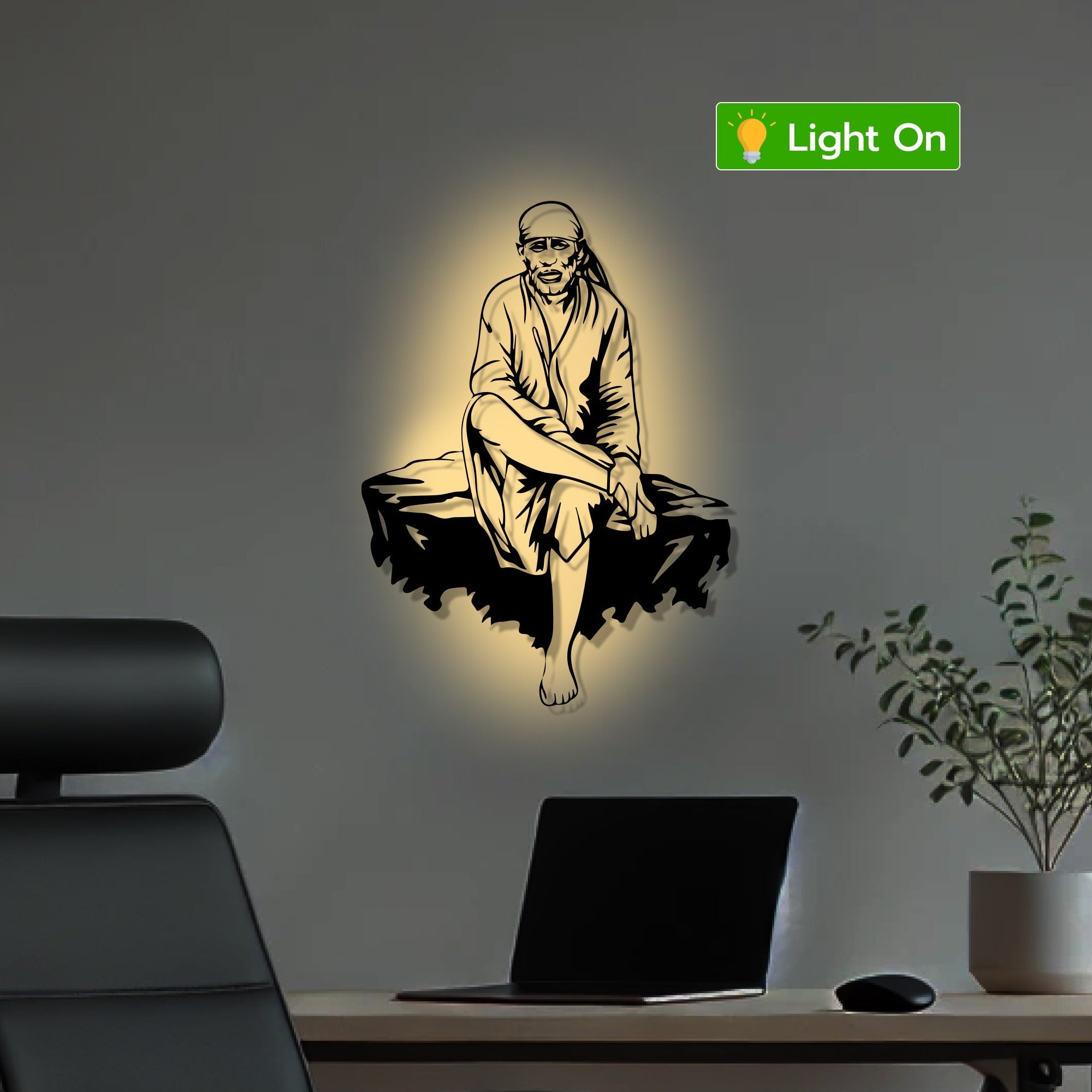 Sai Baba Metal Art Serenity Devotion Wall Decor – Decor Smart
